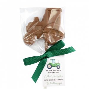 Tractor shaped chocolate lollipops - Maple Mollys